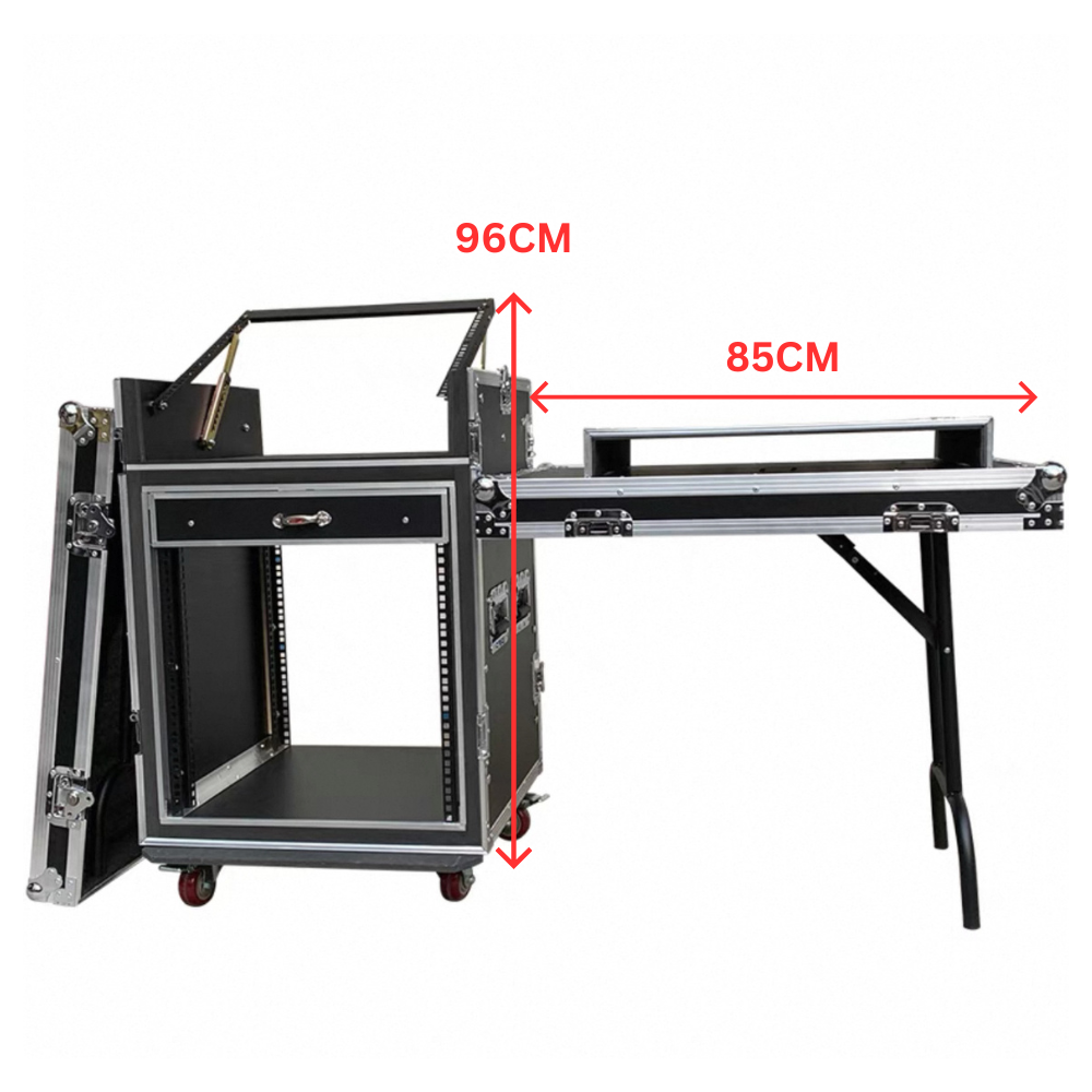 16U Flight Case 3-Door AV Rack Cabinet with 1 Work Table – Musicshop
