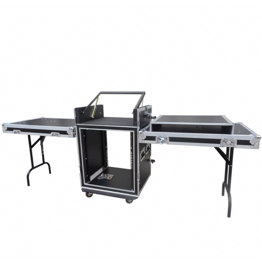 16U Flight Case 3-Door AV Rack Cabinet for Amplifier, Mixer with 2 Ext ...